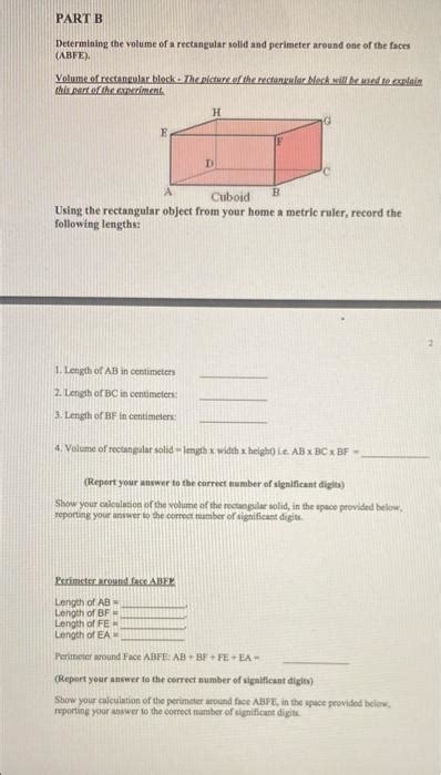 Solved PART B Determining The Volume Of A Rectangular Solid Chegg Com