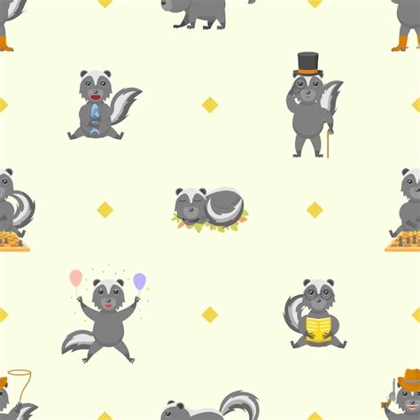 Premium Vector Seamless Pattern Abstract Elements Animal Skunk