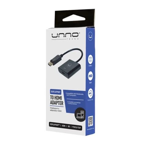 Unno Tekno Ad3004bk Display Port To Hdmi Adapter 1080p Hd Plug And Play Techflex Tt Ltd