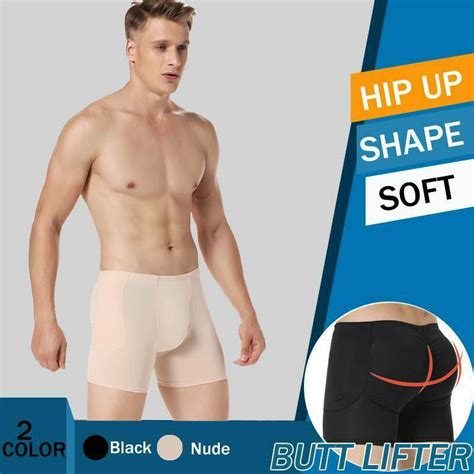 Mens Padded Enhancing Underwear Shapewear Butt Lifter Boxer Briefs