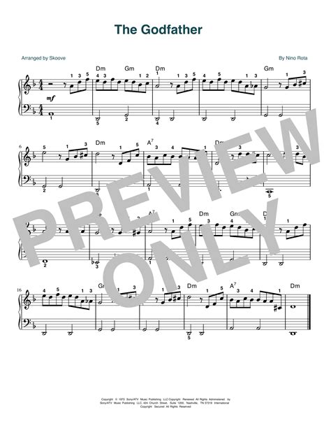 The Godfather Love Theme Arr Skoove Sheet Music By Nino Rota Easy Piano Download 1 Page