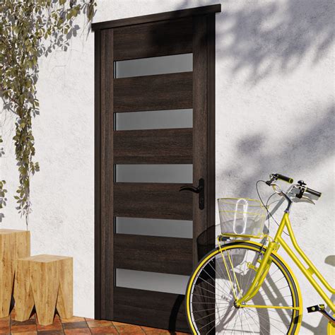 Narrow Five Panel Modern Glass Exterior Door Realcraft Realcraft