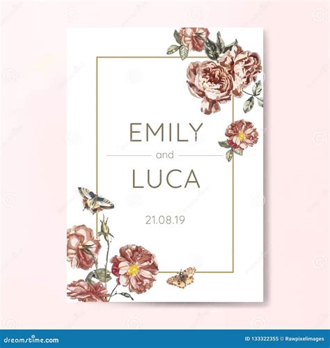 Floral Wedding Invitation Mockup Vector Stock Vector Illustration Of