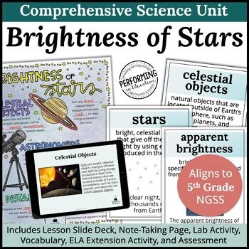 Brightness Of Stars Science Unit Ess Includes Lesson Notes Lab