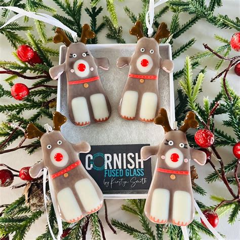 Fused Glass Reindeer Christmas Decoration Fused Glass Christmas