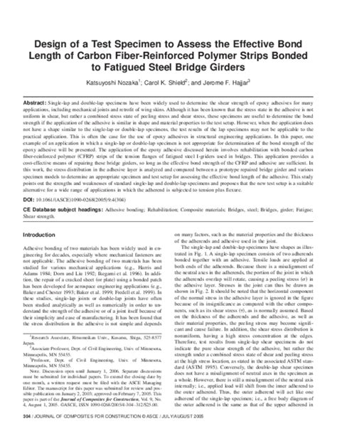 Pdf Design Of A Test Specimen To Assess The Effective Bond Length Of