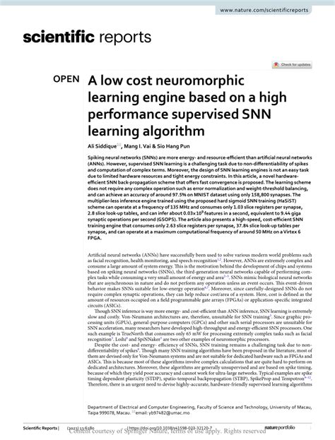 Pdf A Low Cost Neuromorphic Learning Engine Based On A High Performance Supervised Snn