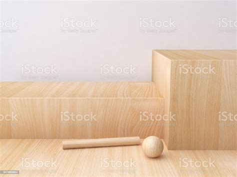사각형 단계 기하학적 모양 추상 최소한의 배경 3d 렌더링으로 나무 바닥 0명에 대한 스톡 사진 및 기타 이미지 0명 3