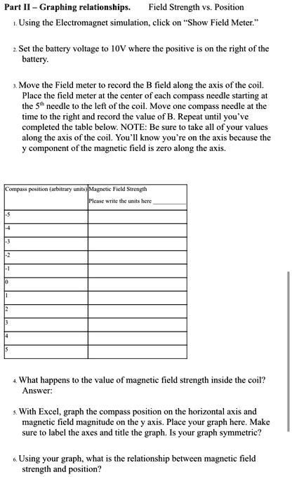Part Ml Graphing Relationships Field Strength Vs Position Using The