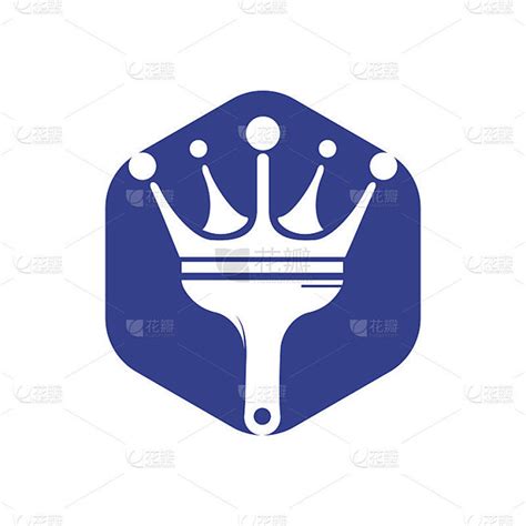 国王绘制矢量标志设计皇冠和画笔图标