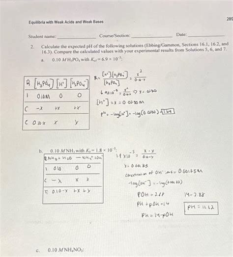 Solved Calculate The Expected Ph Of The Following Chegg Com