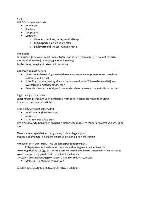 Samenvatting KDI HC 1 Ziek Stel Een Diagnose Anamnese Klachten