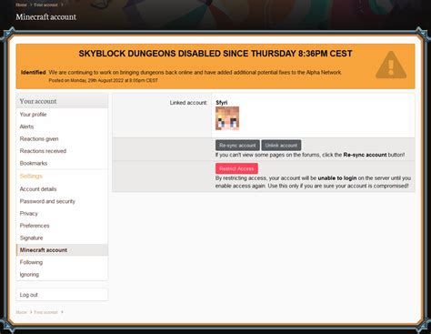 Forums Manually Disable Access To The Hypixel Server ACCOUNT