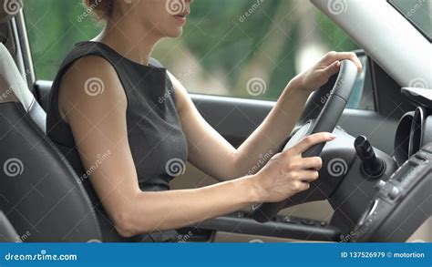 Shocked Female Driver Becoming Witness Of Car Accident Traffic Rules