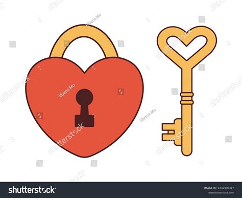 Vector Set Heart Shaped Lock Key Stock Vector Royalty Free 2247900317