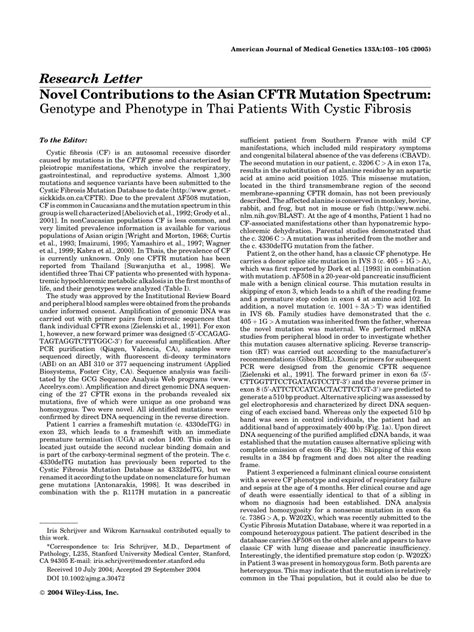 Pdf Novel Contributions To The Asian Cftr Mutation Spectrum Genotype