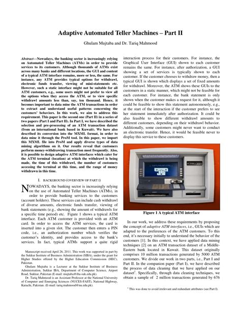 pdf adaptive automated teller machines — part i