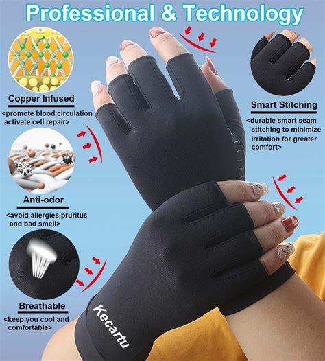 2 Pairs Copper Arthritis Compression Gloves For Men And Women Fingerless Relief For Carpal