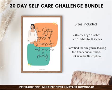 Printable Self Care 30 Day Challenge Bundle Instant Download Pdf
