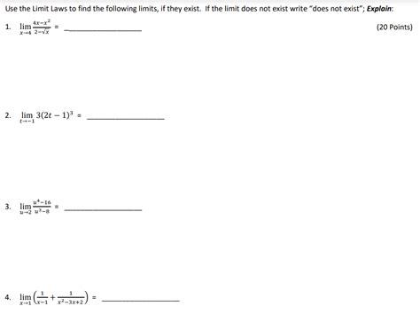 Solved Use The Limit Laws To Find The Following Limits If Chegg Com