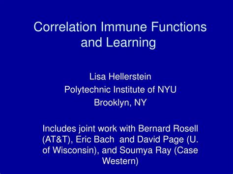 Ppt Correlation Immune Functions In Learning Relevance Detection And Decision Tree Challenges