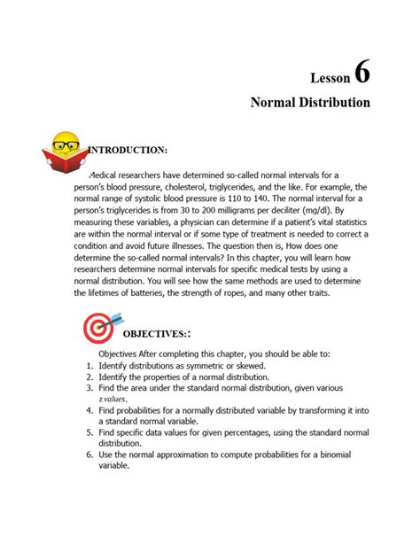 Lesson 6 Normal Distribution 1 Pdf Mode Statistics Skewness