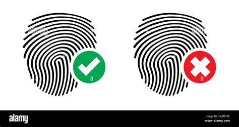 Fingerprint Or Finger Print Pictogram Personal Touch Id App For Right Wrong Or Lock Unlock