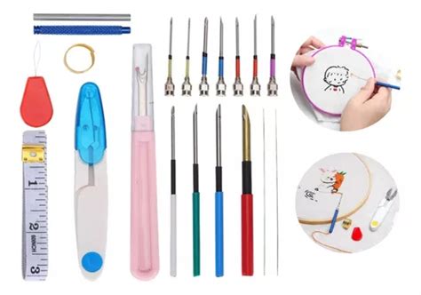 Set Aguja Magica Bordado Con Accesorios Kit Bordado Diy Cuotas Sin Inter S