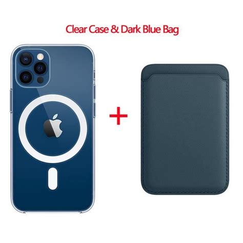 Etui Bleu Sac Étui de chargement sans fil Magsafe Pour iPhone mini porte cartes magnétique