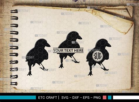 Crow Monogram Crow Silhouette Crow Svg Raven Svg Blackbird Svg