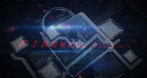 Digital Lock With Firewall Disabled Text In Cybersecurity Theme