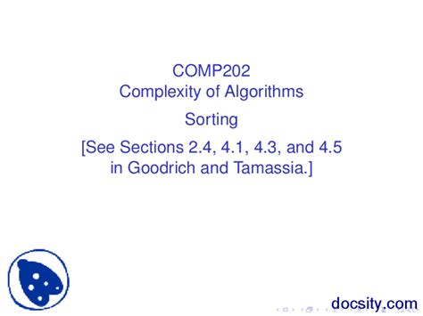 Sorting Complexity Of Algorithms Lecture Slides Docsity