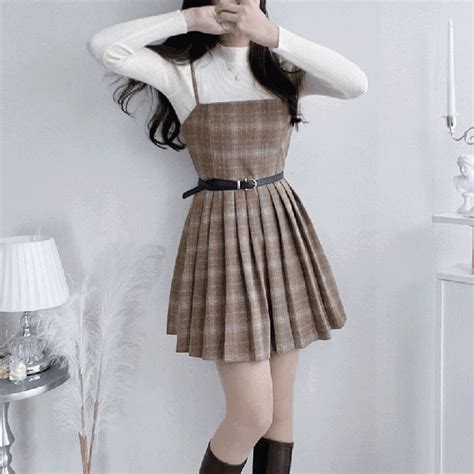조이어블 니트원피스벨트set모던로맨틱고퀄 골지 폴라 니트 금장 벨트 체크 뷔스티에 플리츠 모직 겨울 원피스 세트 위시버킷