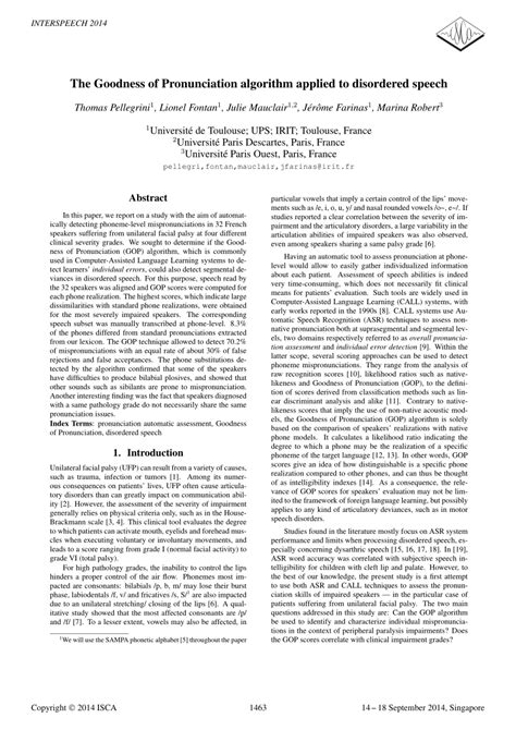Pdf The Goodness Of Pronunciation Algorithm Applied To Disordered Speech