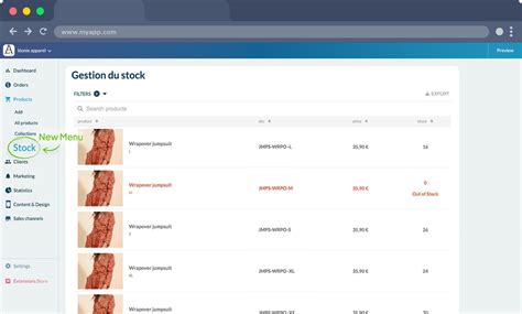 Stock Management App Extension