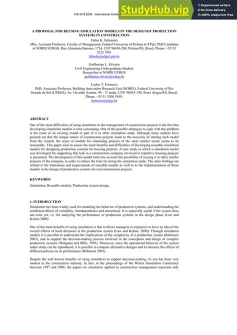 A Proposal For Reusing Simulation Models In The Design Of Production