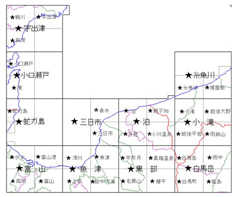 5万分12 5万分1地形図の新旧緯度経度対照表 索引図富山 国土地理院