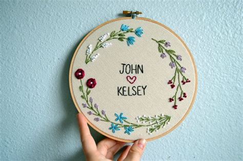 Wedding Embroidery Hoop Custom With Couples Names Newlywed T
