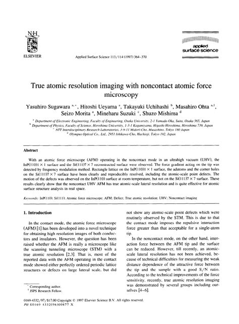 Pdf True Atomic Resolution Imaging With Noncontact Atomic Force Microscopy