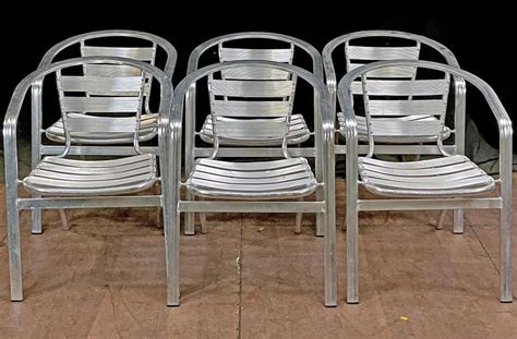 Lot 6pc Aluminum Stackable Patio Chairs