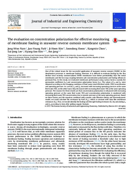 Pdf The Evaluation On Concentration Polarization For Effective