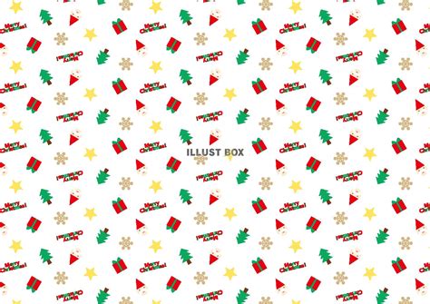 無料イラスト 白地にカラフルかわいいクリスマスパターン