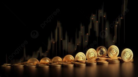 Visualizing Growth Golden Cryptocurrency Bitcoin Coins In A 3d Rendered