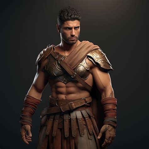Premium Ai Image 3d Character Male Gladiator Toned Sun Kissed Skin