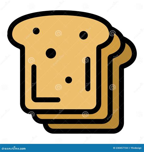 Vector De Contorno De Color Del Icono De Pan En Rodajas Ilustración Del