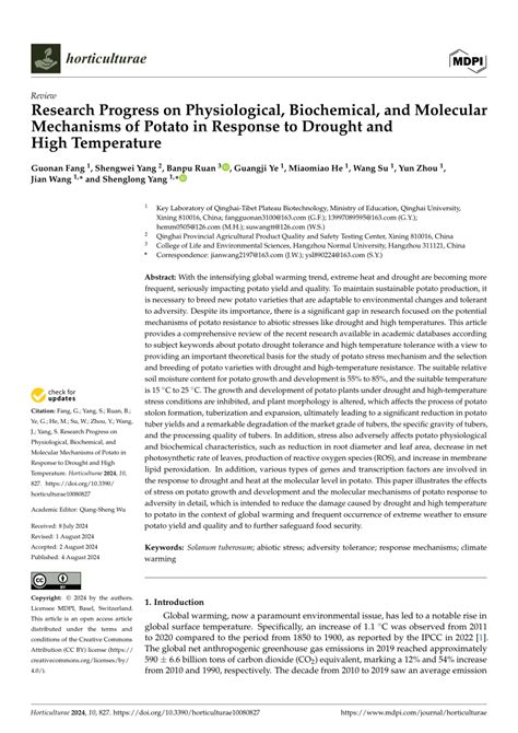 Pdf Research Progress On Physiological Biochemical And Molecular