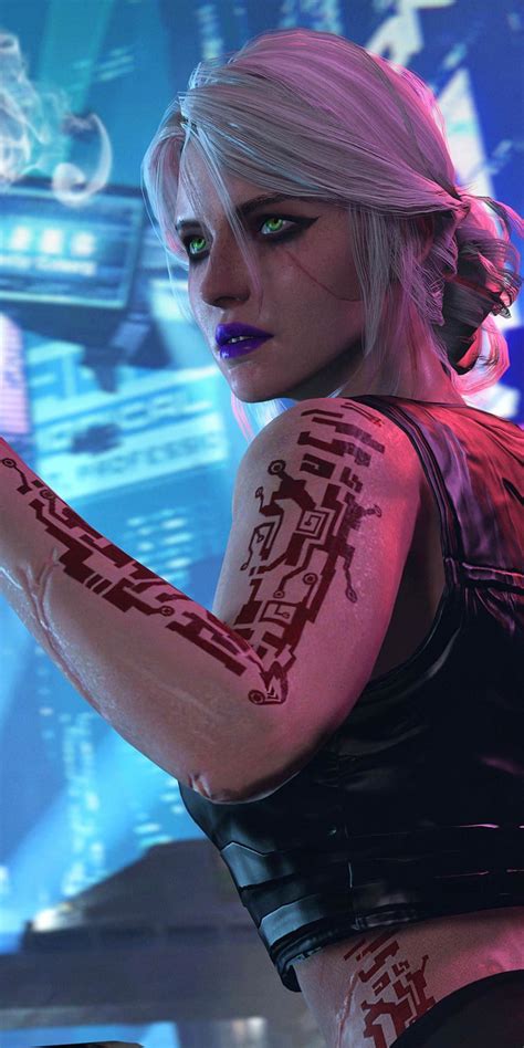 Ciri The Witcher Cyberpunk 2077 Artwork 1080x2160 Wallpaper