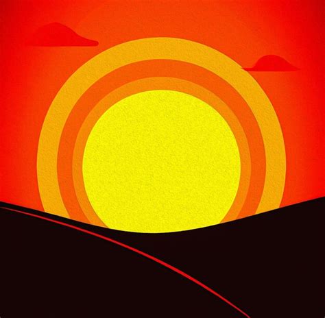 Premium Ai Image A Red And Yellow Sunset With A Yellow Sun In The Middle