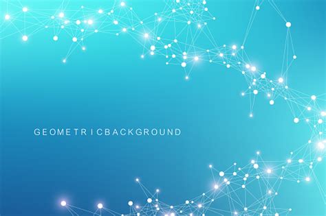 빅 데이터 시각화 기하학적 추상적 인 배경 시각적 정보 복잡성 미래 지향적 인포 그래픽 디자인 연결된 라인과 점 웨이브 흐름과 기술 배경 벡터 일러스트레이션 가상현실에 대한