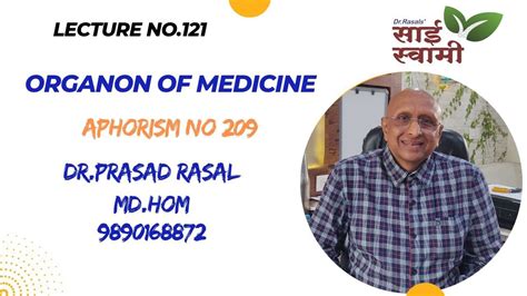 6th Edition Dr Hahnemanns Organon Of Medicine Lecture 121 Youtube